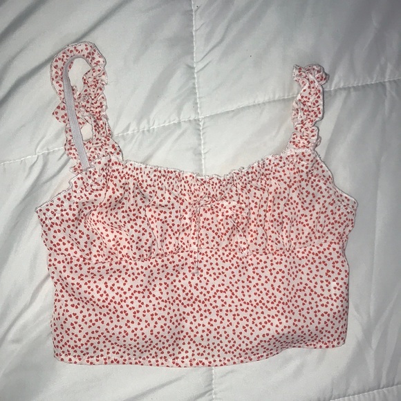 Shirts & Tops | Pink And White Poka Dot Crop Top | Poshmark
